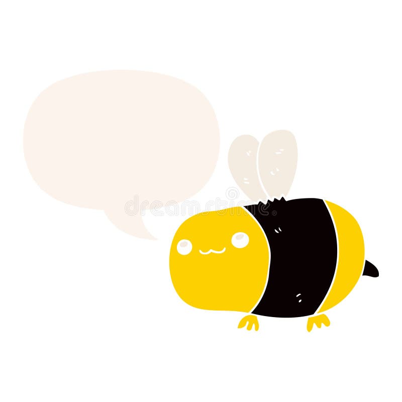 A Creative Cartoon Bee and Speech Bubble in Retro Style Stock Vector ...