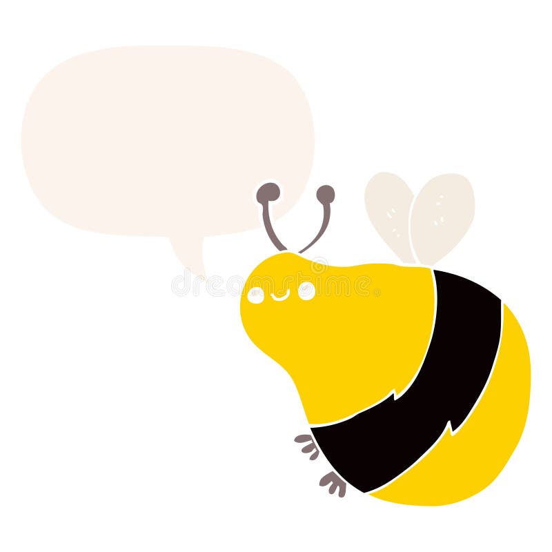 A Creative Cartoon Bee and Speech Bubble in Retro Style Stock Vector ...