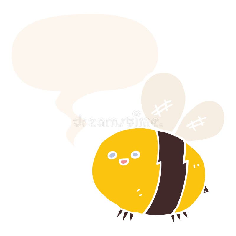 A Creative Cartoon Bee and Speech Bubble in Retro Style Stock Vector ...