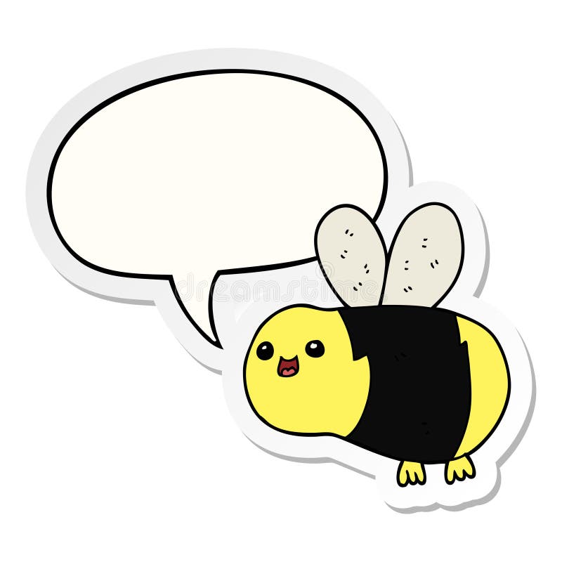 A Creative Cartoon Bee and Speech Bubble Sticker Stock Vector ...
