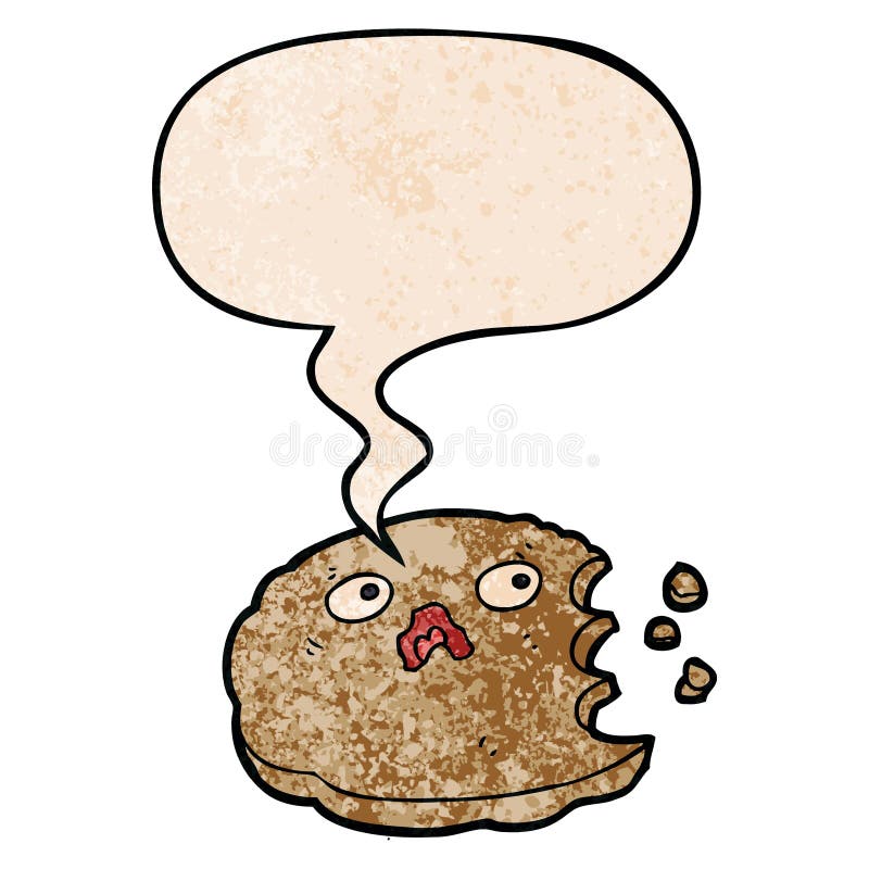 A Creative Cartoon Bitten Cookie and Speech Bubble in Retro Texture ...