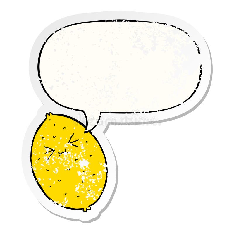 A Creative Cartoon Bitter Lemon and Speech Bubble Distressed Sticker ...