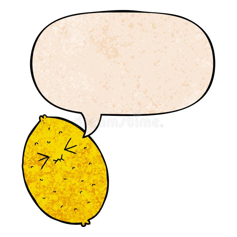 A Creative Cartoon Bitter Lemon and Speech Bubble in Retro Texture ...