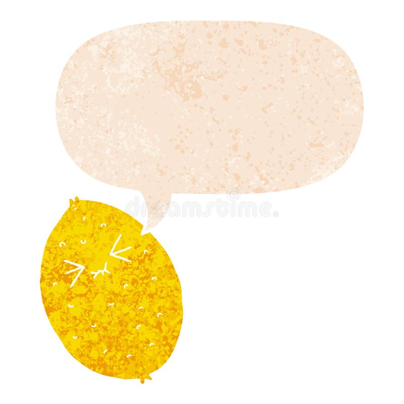 A Creative Cartoon Bitter Lemon and Speech Bubble in Retro Textured ...