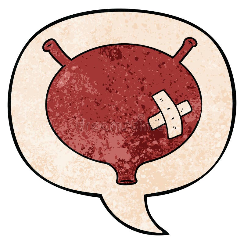 A Creative Cartoon Bladder and Speech Bubble in Retro Texture Style ...