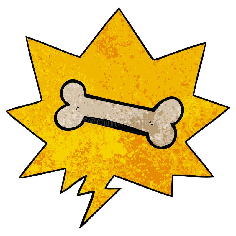 A Creative Cartoon Bone and Speech Bubble in Retro Texture Style Stock ...