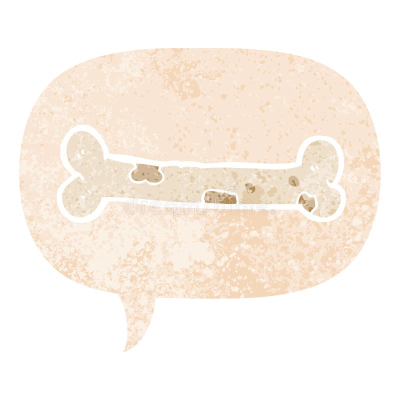 A Creative Cartoon Bone And Speech Bubble In Retro Textured Style Stock ...