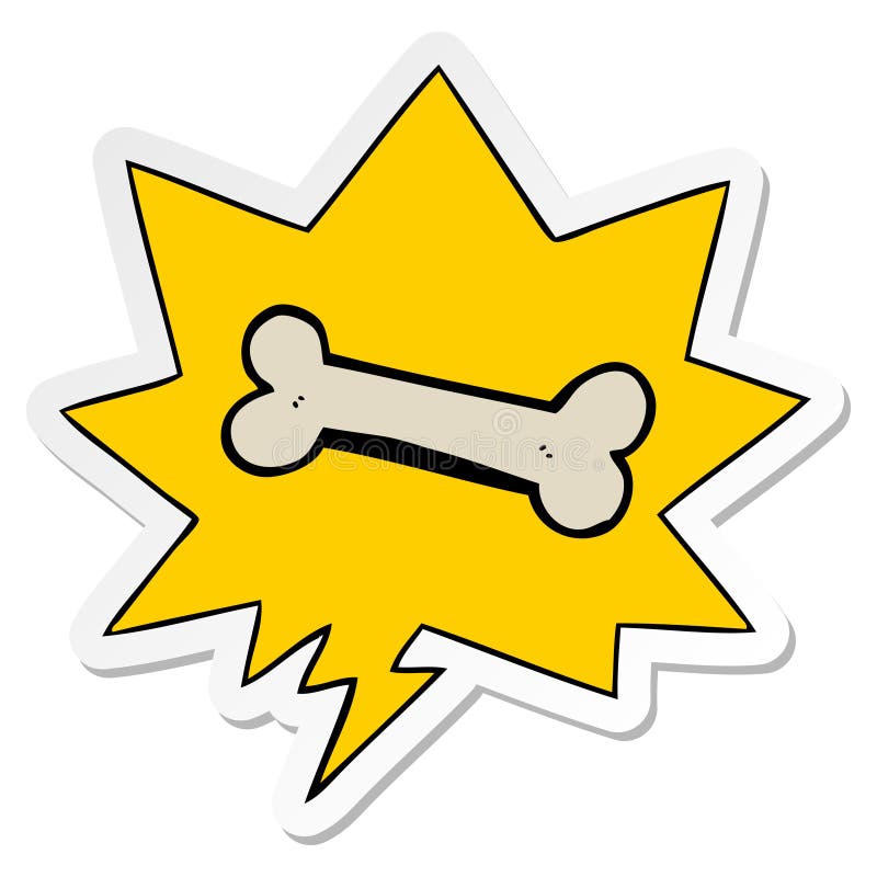 A Creative Cartoon Bone and Speech Bubble Sticker Stock Vector ...