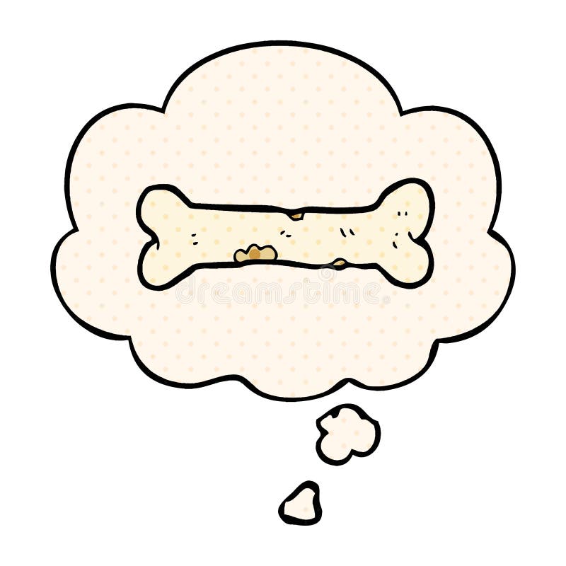 A Creative Cartoon Bone and Thought Bubble in Comic Book Style Stock ...