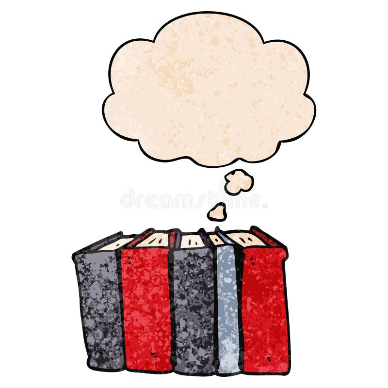 A Creative Cartoon Books and Thought Bubble in Grunge Texture Pattern ...