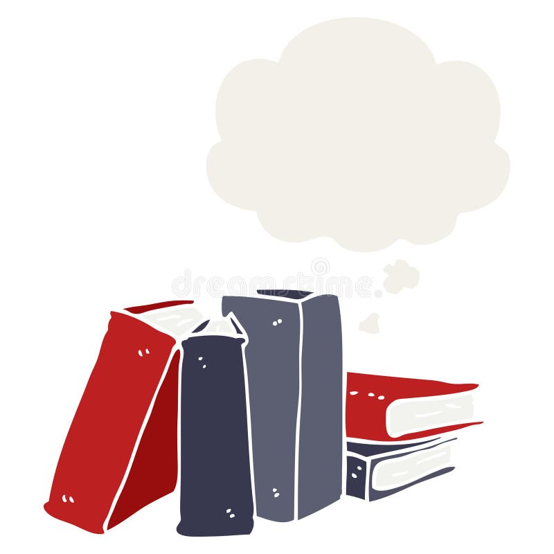 A Creative Cartoon Books and Thought Bubble in Retro Style Stock Vector ...