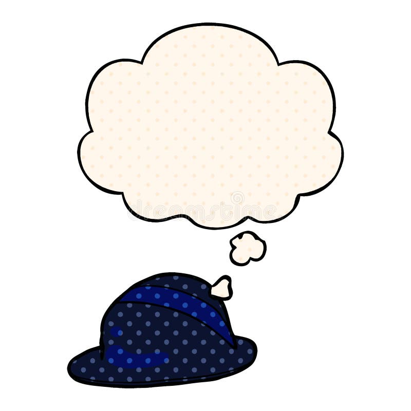 A Creative Cartoon Bowler Hat and Thought Bubble in Comic Book Style ...