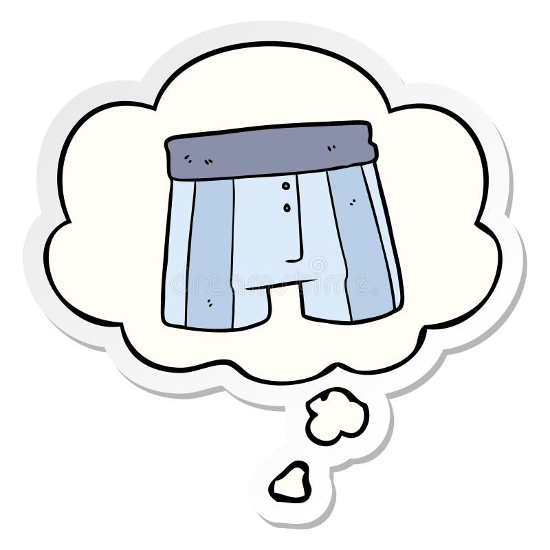 A Creative Cartoon Boxer Shorts and Thought Bubble As a Printed Sticker ...