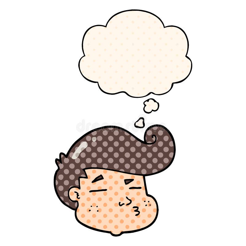 Male Man Face Head Expression Boy Cute Cartoon Comic Book Style Dots ...