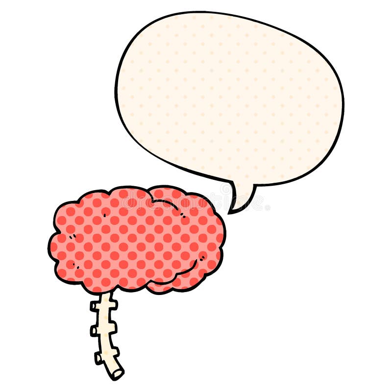 A Creative Cartoon Brain and Speech Bubble in Comic Book Style Stock ...