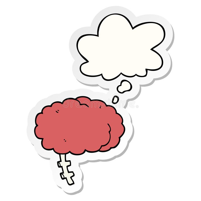 A Creative Cartoon Brain and Thought Bubble As a Printed Sticker Stock ...