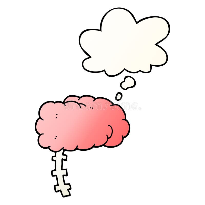 A Creative Cartoon Brain and Thought Bubble in Smooth Gradient Style ...