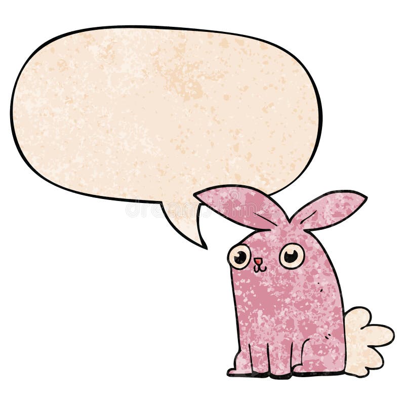 A Creative Cartoon Bunny Rabbit and Speech Bubble in Retro Texture ...