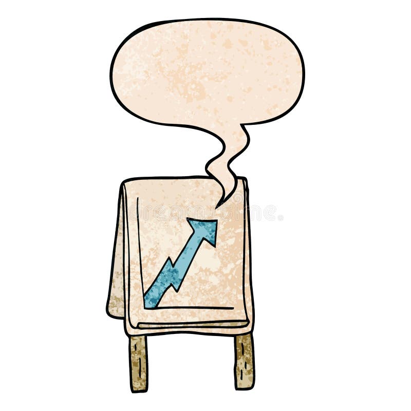 A Creative Cartoon Business Chart and Arrow and Speech Bubble in Retro ...
