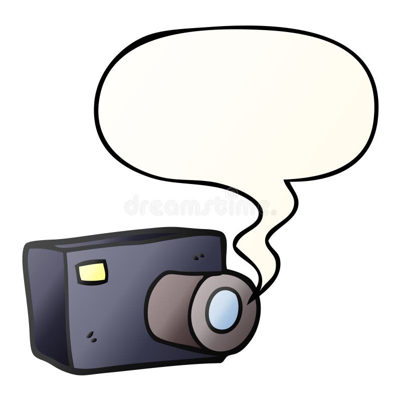 A Creative Cartoon Camera and Speech Bubble in Smooth Gradient Style ...