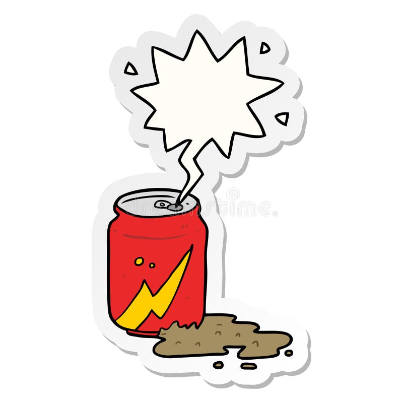 A Creative Cartoon Can of Soda and Speech Bubble Sticker Stock Vector ...