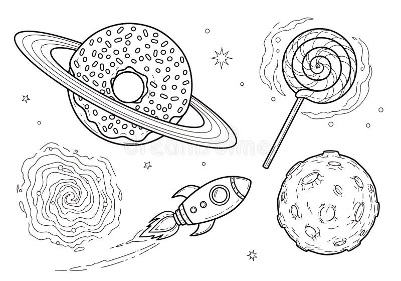 Space Scene Coloring Page