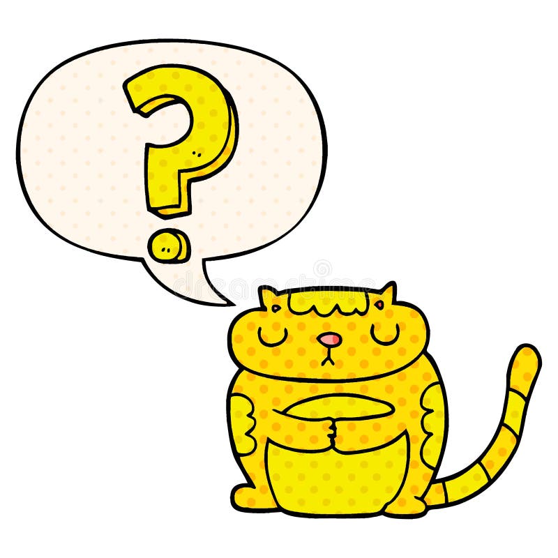 Cartoon Cat And Question Mark And Speech Bubble Sticker - Free Photo ...