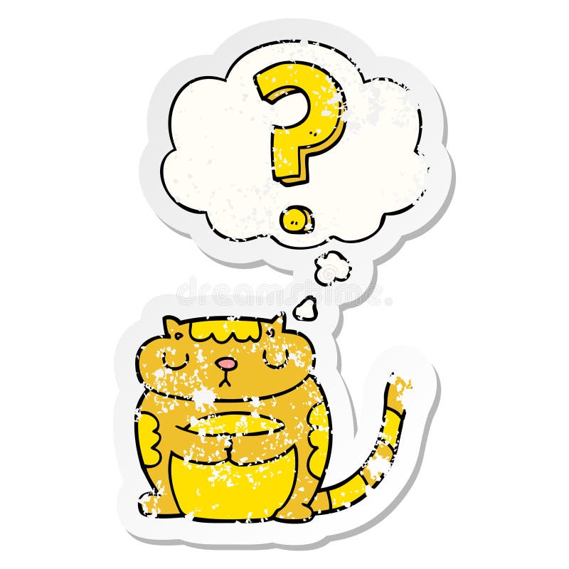 A Creative Cartoon Cat with Question Mark and Thought Bubble As a ...