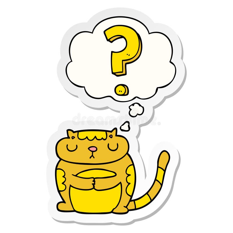 A Creative Cartoon Cat with Question Mark and Thought Bubble As a ...