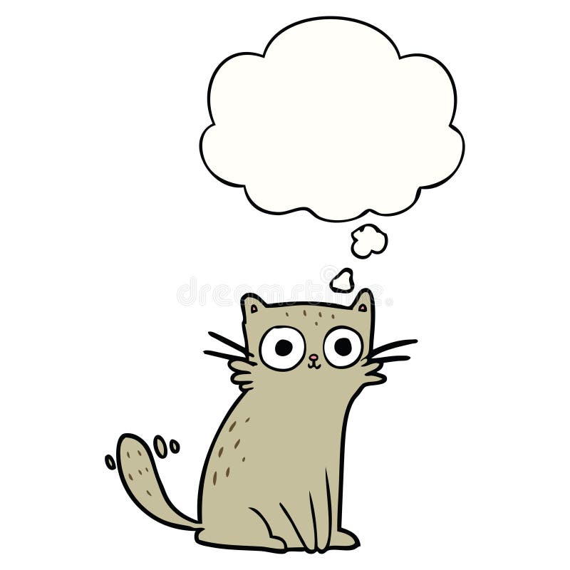 A Creative Cartoon Cat and Thought Bubble Stock Vector - Illustration ...