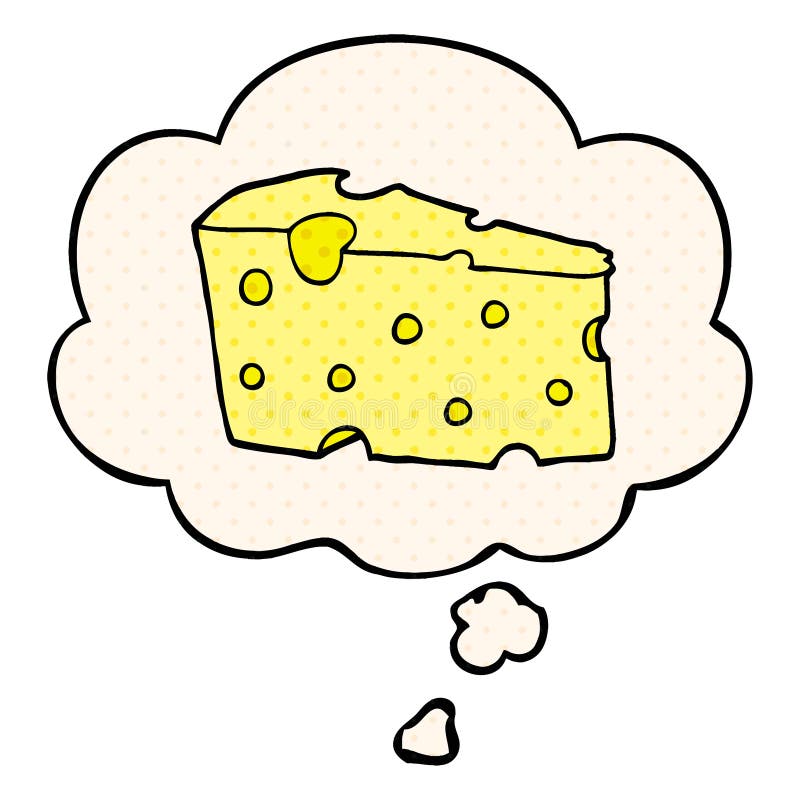 A Creative Cartoon Cheese and Thought Bubble in Comic Book Style Stock ...