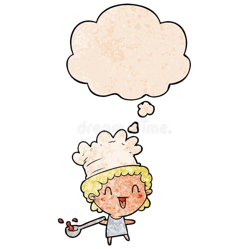 A Creative Cartoon Chef and Thought Bubble in Grunge Texture Pattern ...