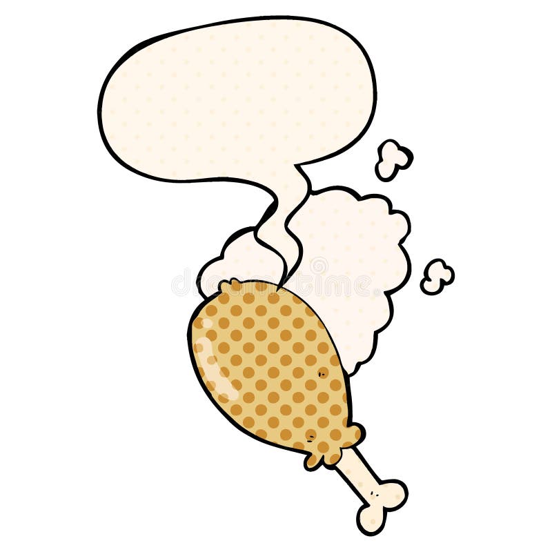 A Creative Cartoon Chicken Leg and Speech Bubble in Comic Book Style ...