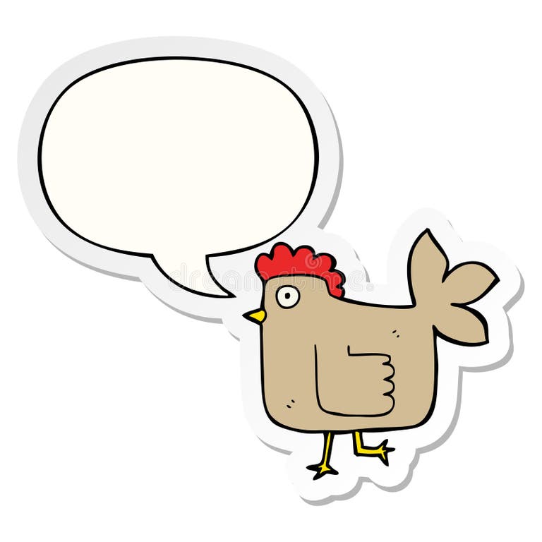 A Creative Cartoon Chicken and Speech Bubble Sticker Stock Vector ...