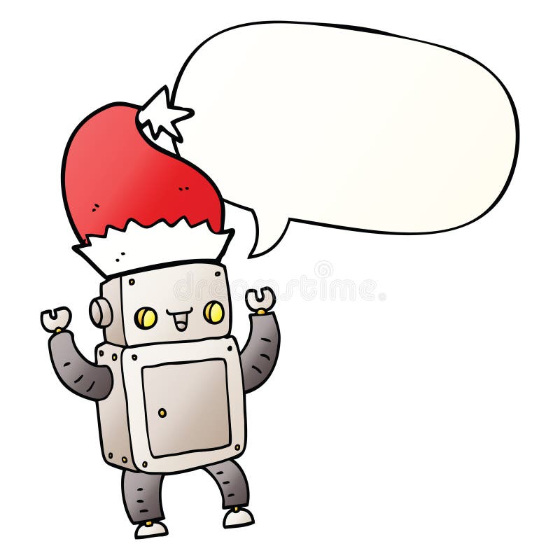 A Creative Cartoon Christmas Robot and Speech Bubble in Smooth Gradient ...