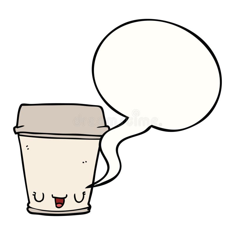 A Creative Cartoon Coffee Cup and Speech Bubble Stock Vector ...