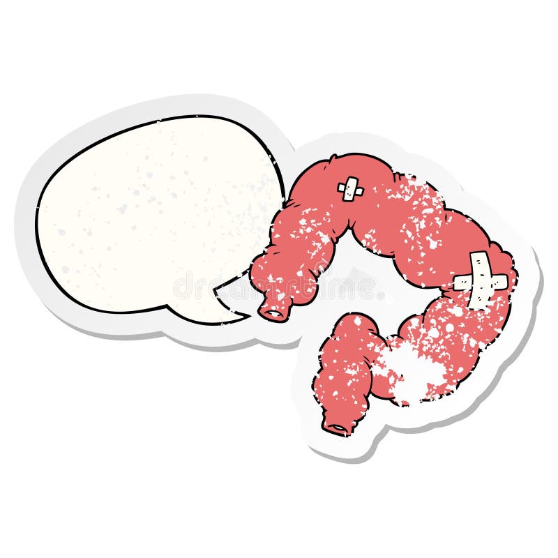 A Creative Cartoon Colon and Speech Bubble Distressed Sticker Stock ...