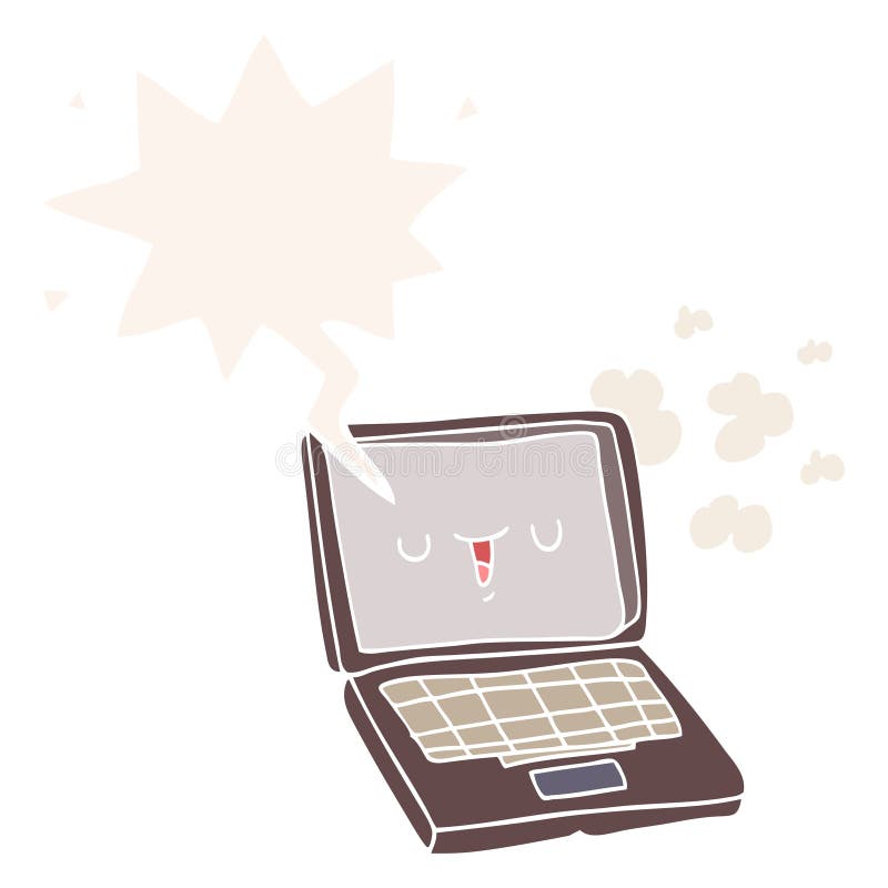 A Creative Cartoon Computer and Speech Bubble in Retro Style Stock ...