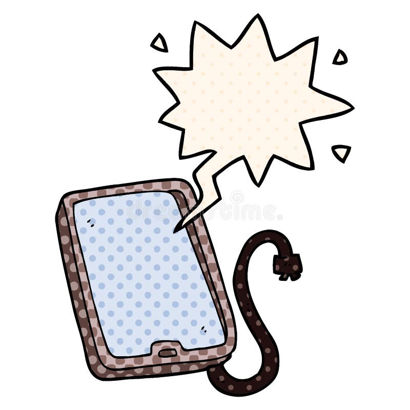 A Creative Cartoon Computer Tablet and Speech Bubble in Comic Book ...
