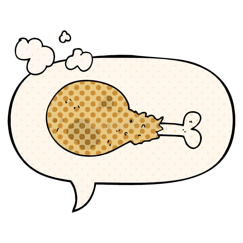 A Creative Cartoon Cooked Chicken Leg and Speech Bubble in Comic Book ...