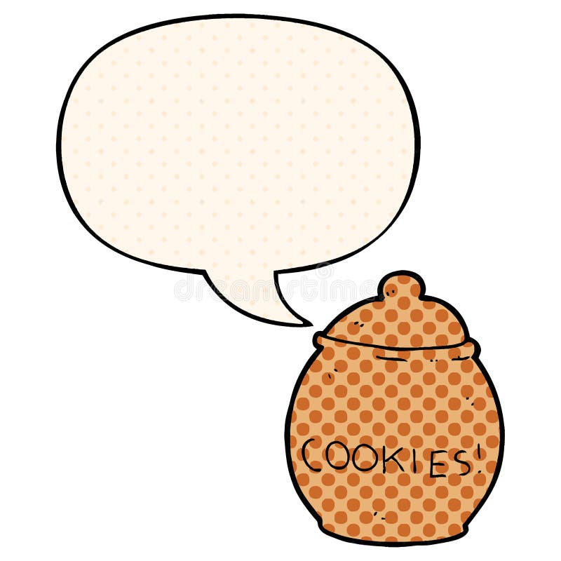 A Creative Cartoon Cookie Jar and Speech Bubble in Comic Book Style ...