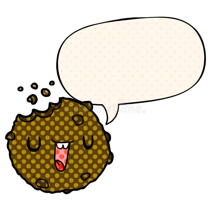 A Creative Cartoon Cookie and Speech Bubble in Comic Book Style Stock ...