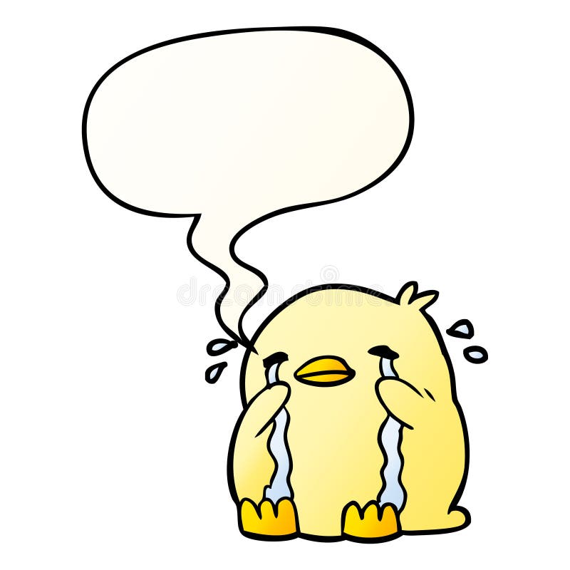 A Creative Cartoon Crying Bird and Speech Bubble in Smooth Gradient ...