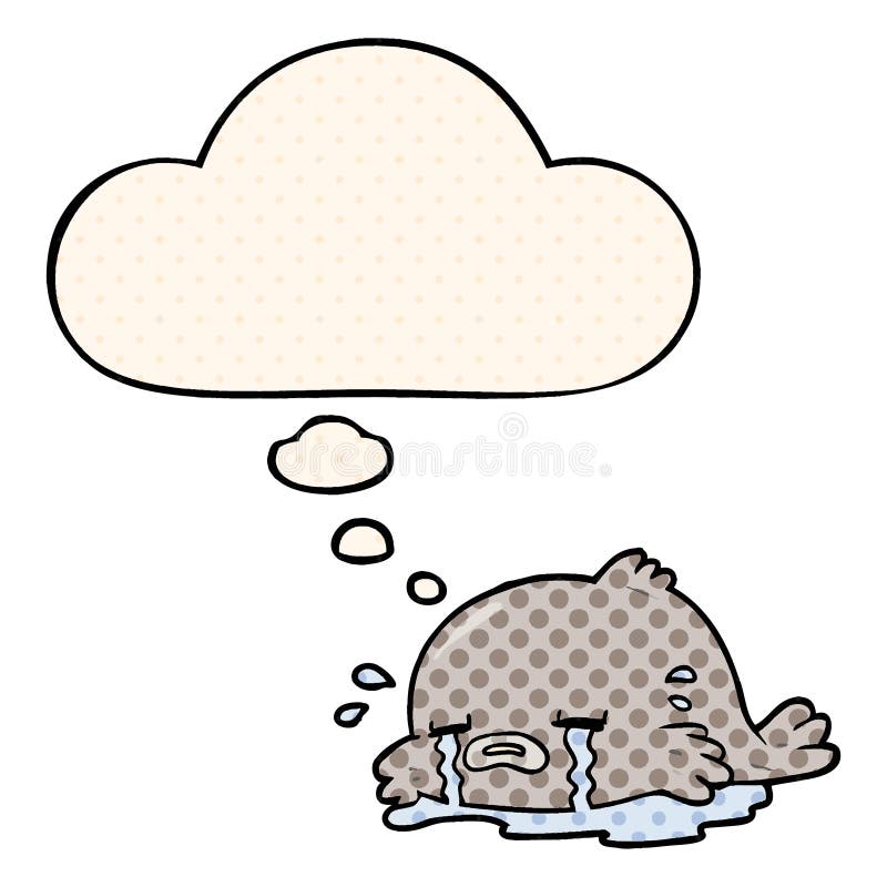 A Creative Cartoon Crying Fish and Thought Bubble in Comic Book Style ...