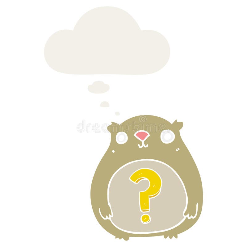 Curious Bear Question Mark Animals Cute Cartoon Retro Flat Color ...