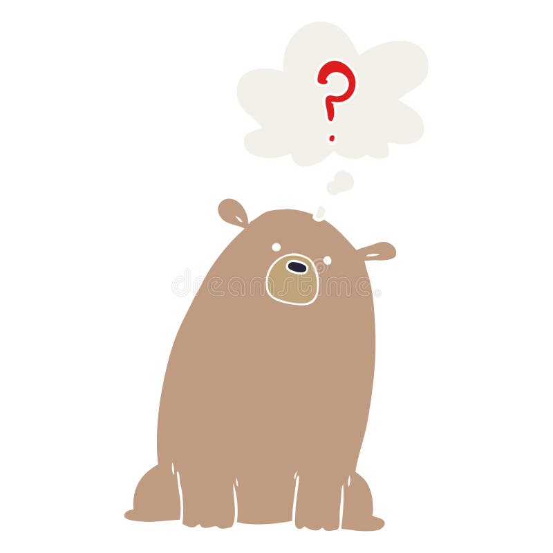 Curious Bear Question Mark Animals Cute Cartoon Retro Flat Color ...