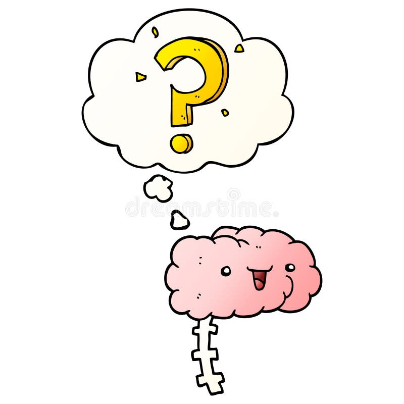 A Creative Cartoon Curious Brain and Thought Bubble in Smooth Gradient ...