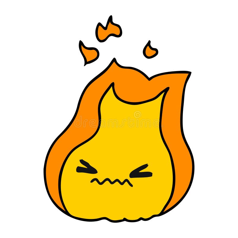 A Creative Cartoon of Cute Kawaii Fire Flame Stock Vector ...