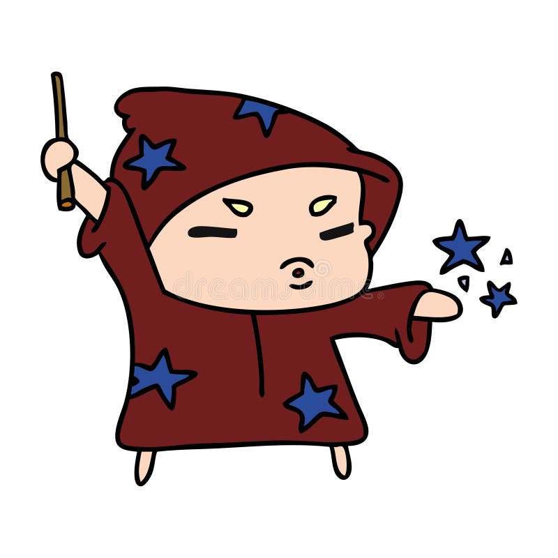 A Creative Cartoon Cute Kawaii Wizard Child Stock Vector - Illustration ...