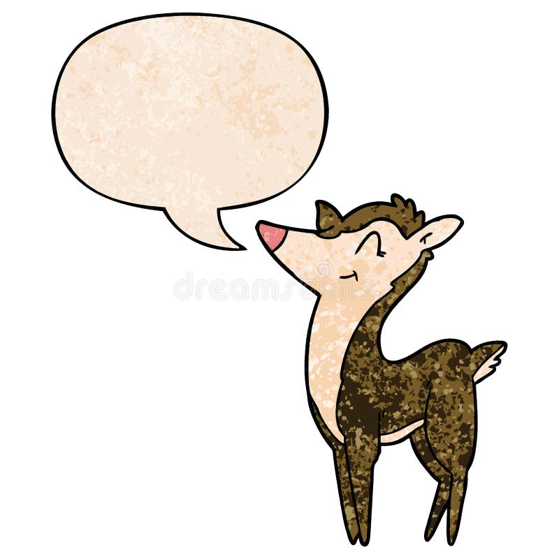 A Creative Cartoon Deer and Speech Bubble in Retro Texture Style Stock ...